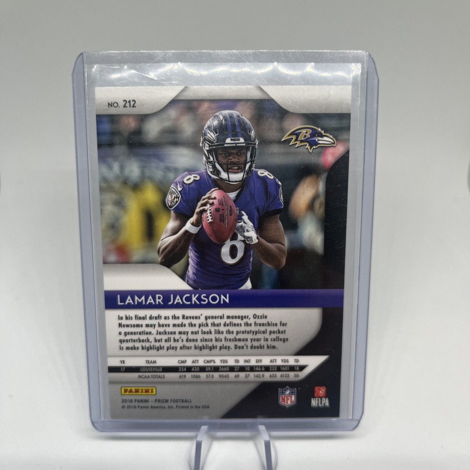 2018 Panini Prizm Lamar Jackson Rookie Card RC #212 Baltimore Ravens | eBay