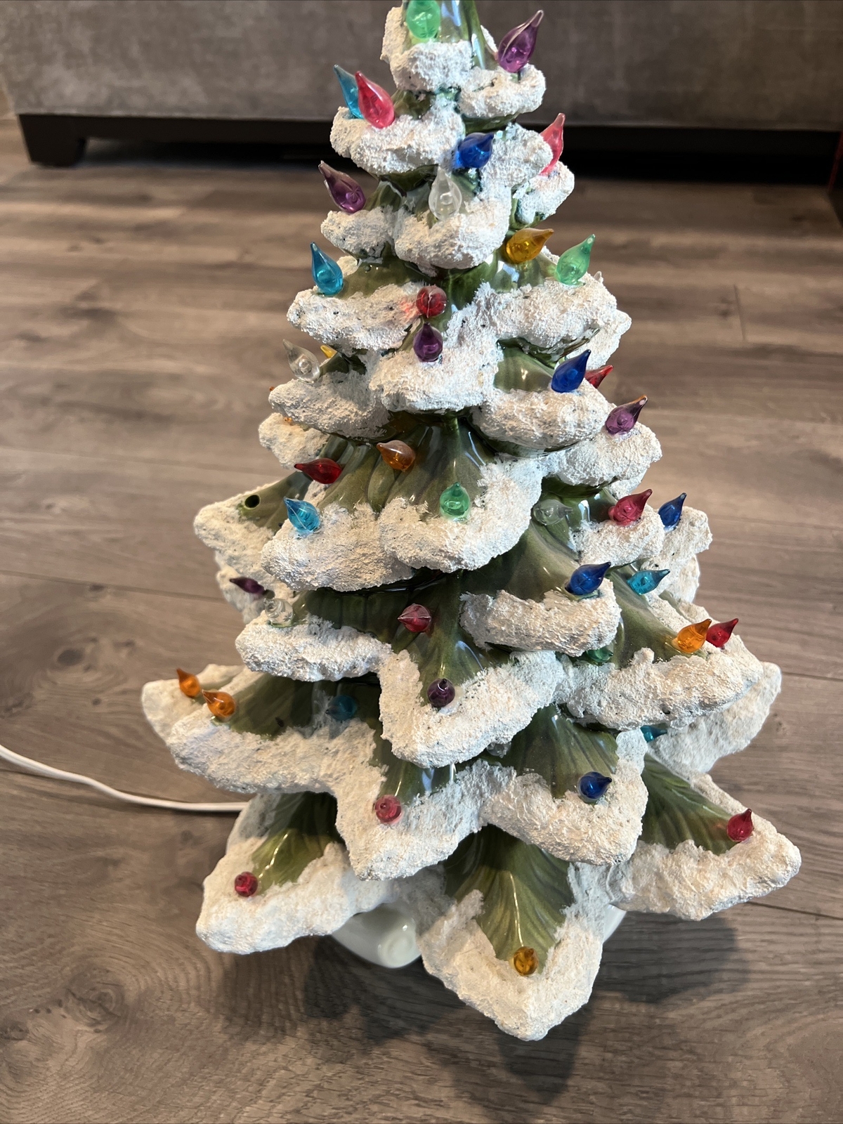 Vintage Ceramic Christmas Tree Pearl White Iridescent Lighted 19" 1995 Verna | eBay