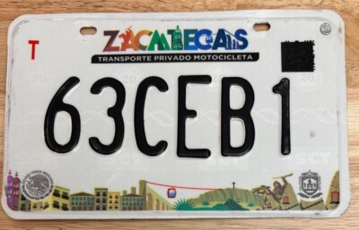 Mexico 2020 ZACATECAS MOTORCYCLE License Plate # 63CEB1 | eBay