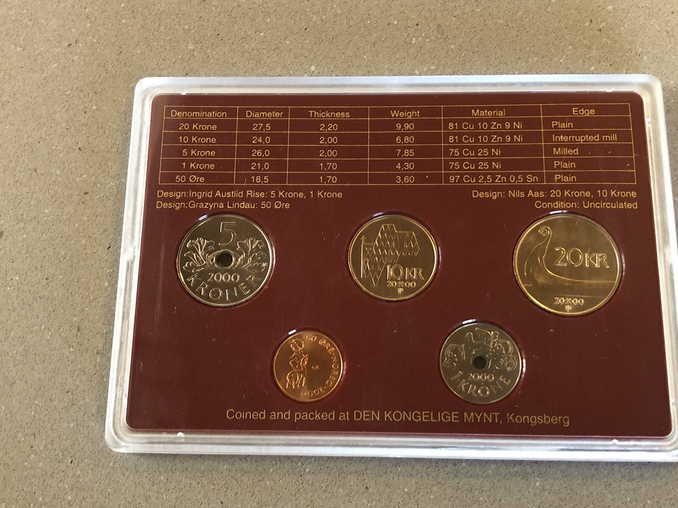 NORWAY 5 Uncirculated Coins 2000 Coin Set from the Royal Mint | eBay