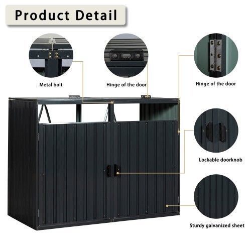 Outdoor Stainless Galvanized Steel Garbage Storage Bin Shed For Garden ...