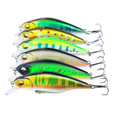 6PCS Fishing Lures Diving Minnow Bait Hooks Cod Bass Trout Crankbait 9 ...