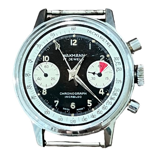 Vintage Wakmann 36mm Chronograph Stainless Steel Watch For Repair ...