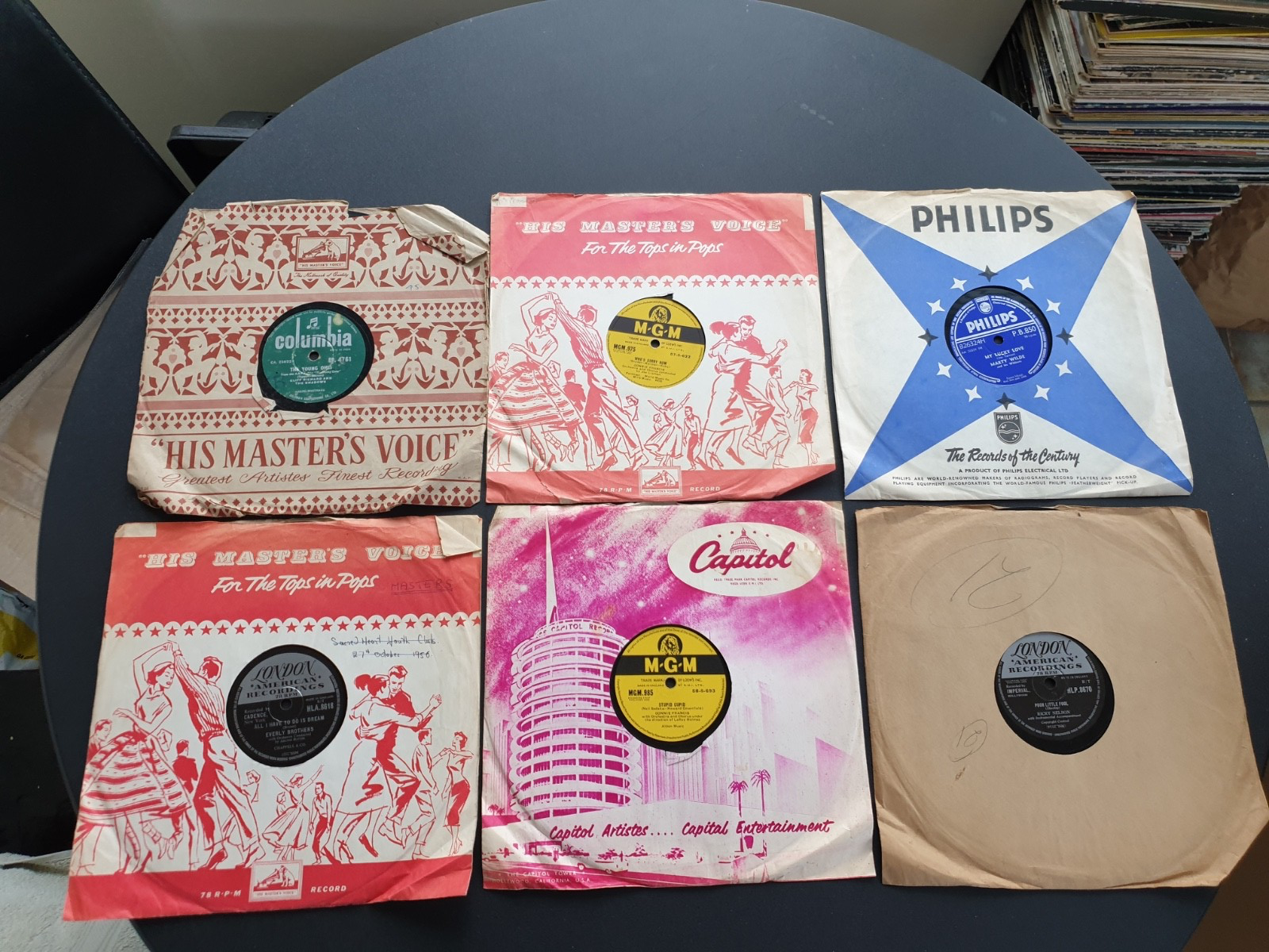 JOB LOT OF 6 X 78RPM RECORDS CONNIE FRANCIS CLIFF RICHARD EVERLY ...