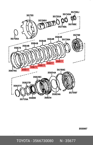 Genuine OE disc, clutch for 2nd brake, 3566730080 for TOYOTA 35667 ...