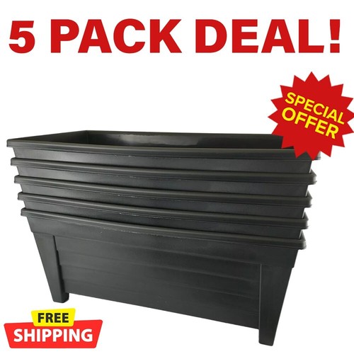 5piece Trough Plant Pot Plastic Extra Large Long Garden Raised Planter ...