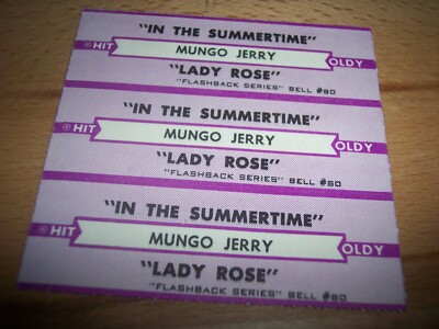 3 Mungo Jerry In The Summertime / Lady Rose Jukebox Title Strips | eBay