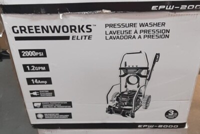 Greenworks Elite Electric Power Pressure Washer, EPW-2000, 2000 PSI, 1. ...