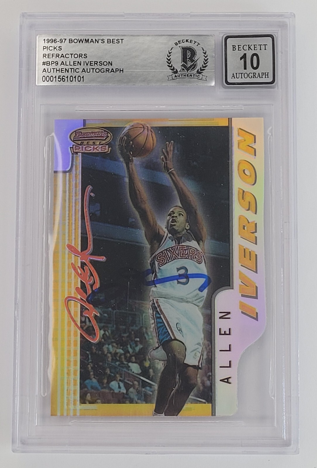 1996-97 Bowman's Best Picks Refractors Allen Iverson RC Refractor BGS ...