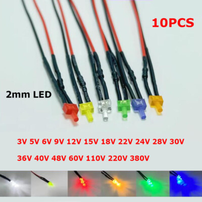 2mm High Flat Head LED Light-emitting Diode 3V 6V 9V 12V 24V-380V Pre ...