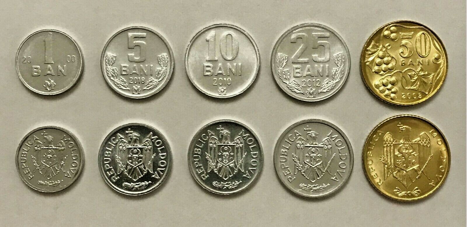 MOLDOVA - Complete SET of 5 Coins (ban, bani) 2000 - 2018, UNC | eBay