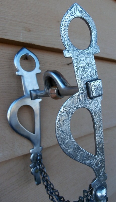 Vintage Engraved Sterling Silver Overlay Horse Show Bit w/ 3 Lip Chains ...