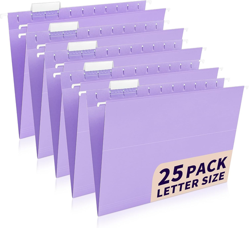 25-Pack Light Purple Hanging File Folders, Letter Size, Includes 35 ...