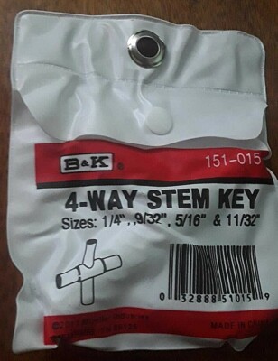 B & K Square Stems 1/4 " 9/32 " 5/16 " 11/32 " 4 Way Stem Key 151-015 ...