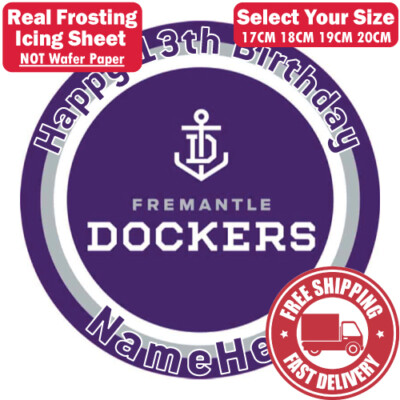 Fremantle Dockers Personalised Birthday Edible Image Cake Topper Icing ...