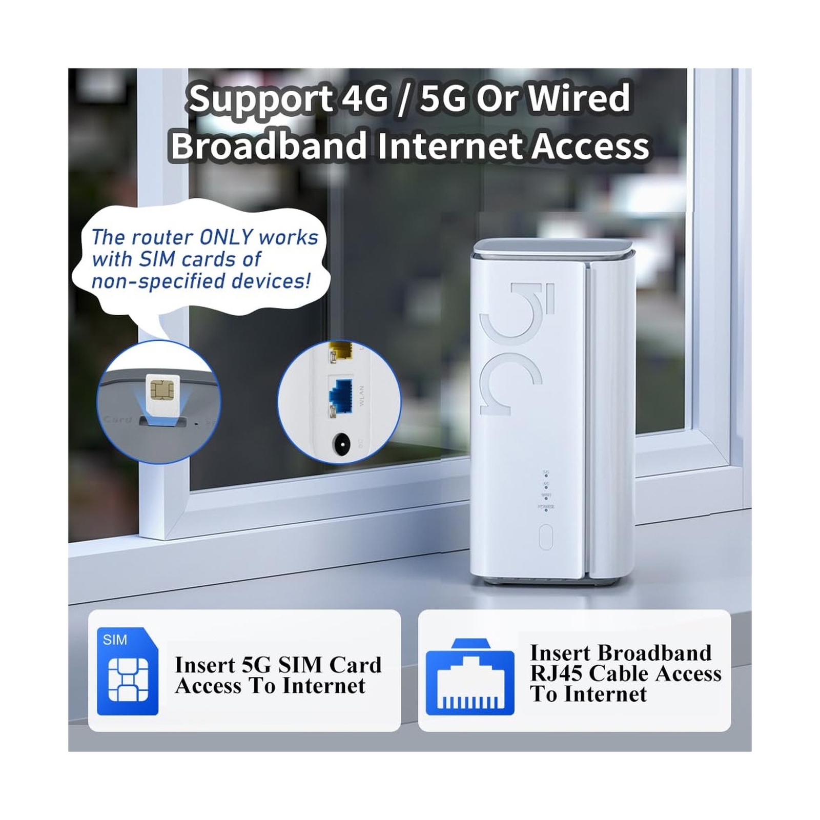 UOTEK 5G CPE Router with SIM Card Slot, NSA SA WiFi 6 5G Router Dual ...