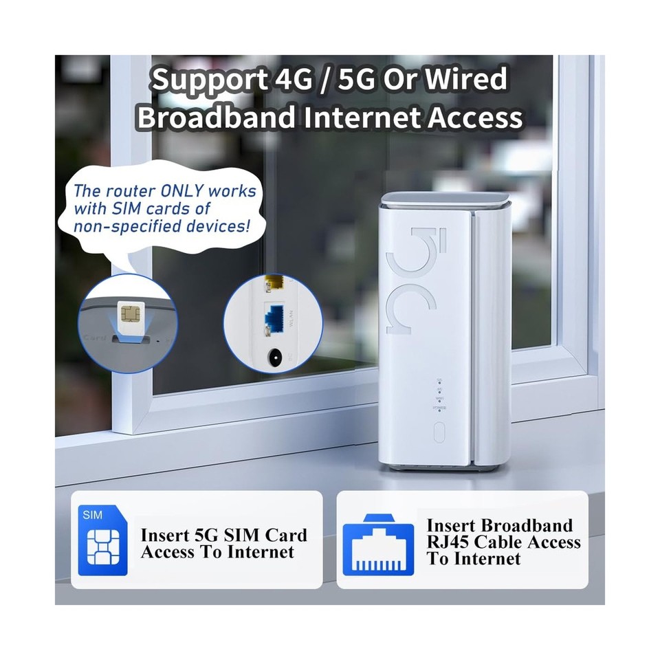 UOTEK 5G CPE Router with SIM Card Slot, NSA SA WiFi 6 5G Router Dual ...