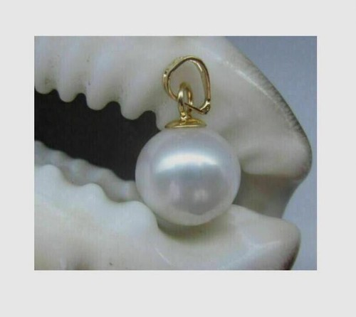 beautiful 11-10mm AAA Round natural south sea white pearl Pendant 14k ...