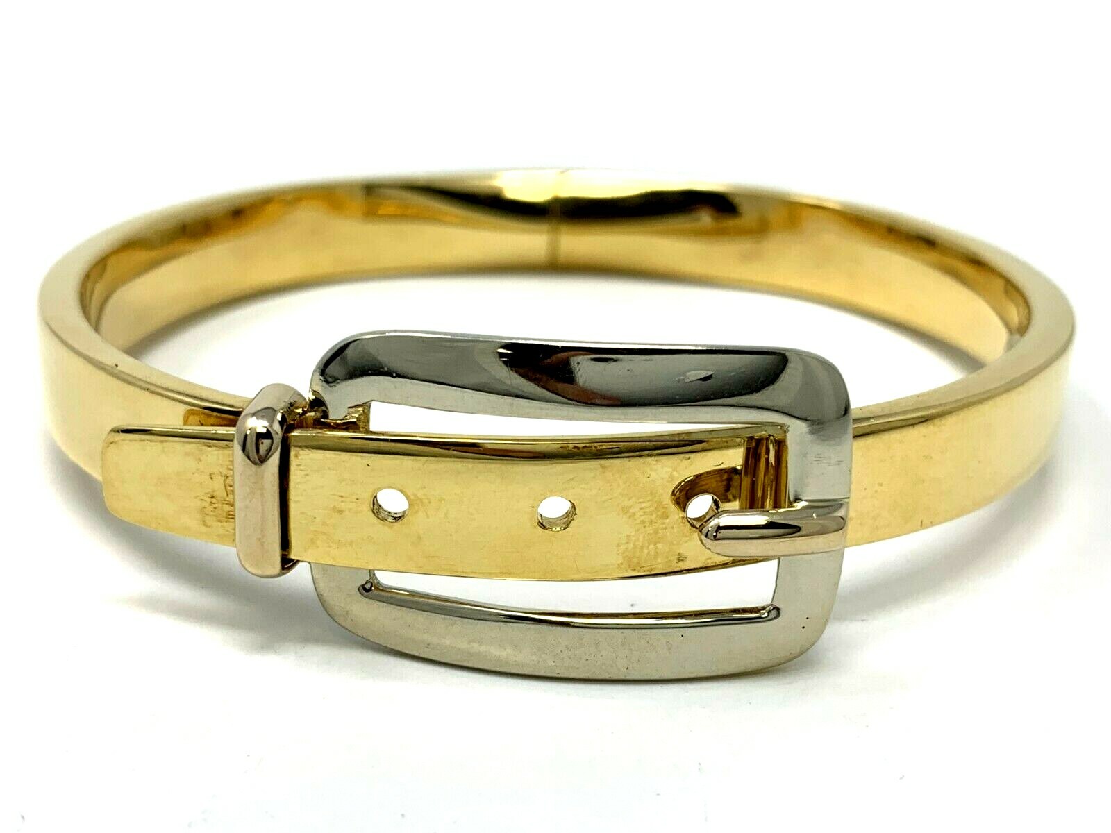 Italian 18k Two Tone Gold Fancy Belt Bangle Bracelet Size 7, 28.7 grams ...