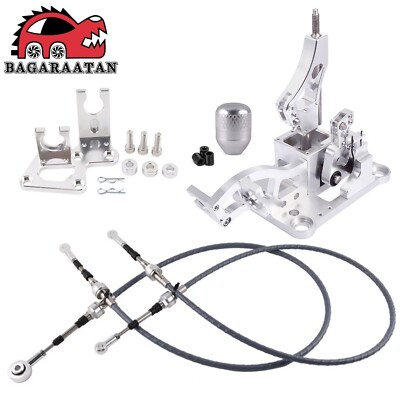Trans Bracket Shifter Box Shift Cable Linkage w/ Knob for Honda K20 K24 ...