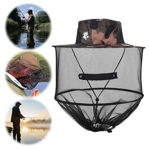 Mosquito Head Net Hat Foldable Midge Head Net for Fishing Hiking (Snow ...