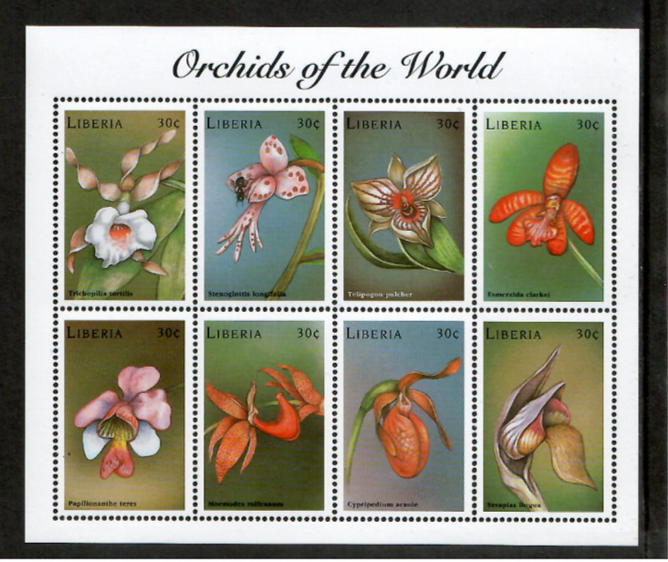 Liberia 1999 - Flowers Orchids - Sheet of 8 Stamps - Scott #1449 - MNH ...