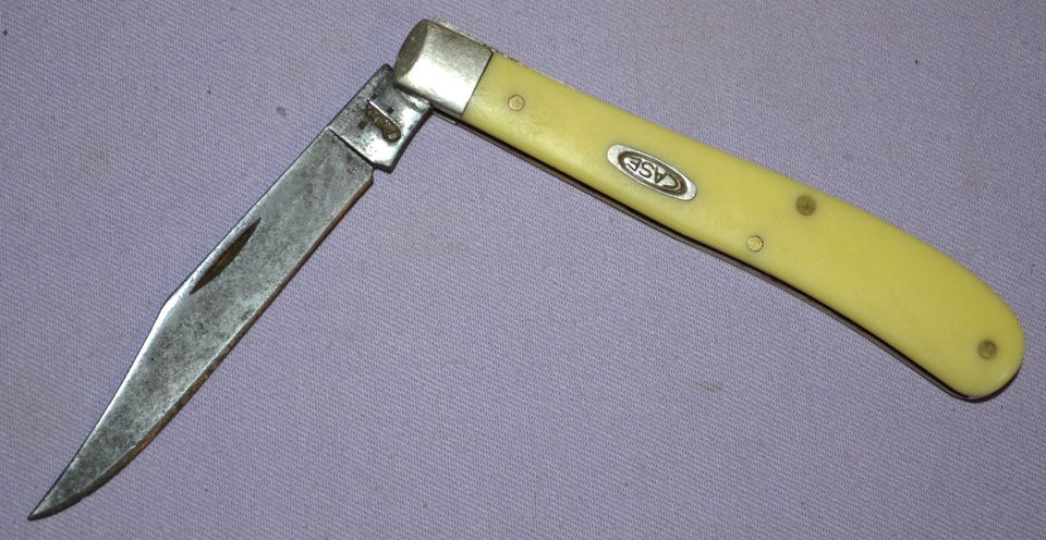 Vintage Case XX 31048 CV Slimline Trapper Yellow Handle Folding Knife ...