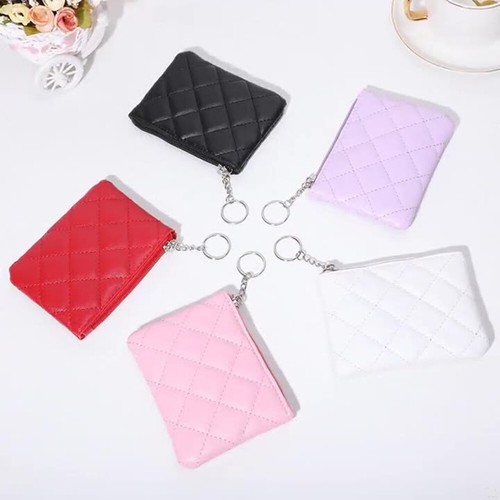 Womens PU Coin Purse Zipper Wallet Money Bag Key Chain Purse Pouch Coin ...