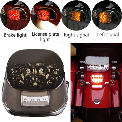 Smoke LED Tail Light Brake Turn Signal for Harley Road King Glide Dyna ...