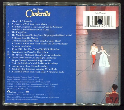 Cinderella (Original Motion Picture Soundtrack) Walt Disney Records, CD ...