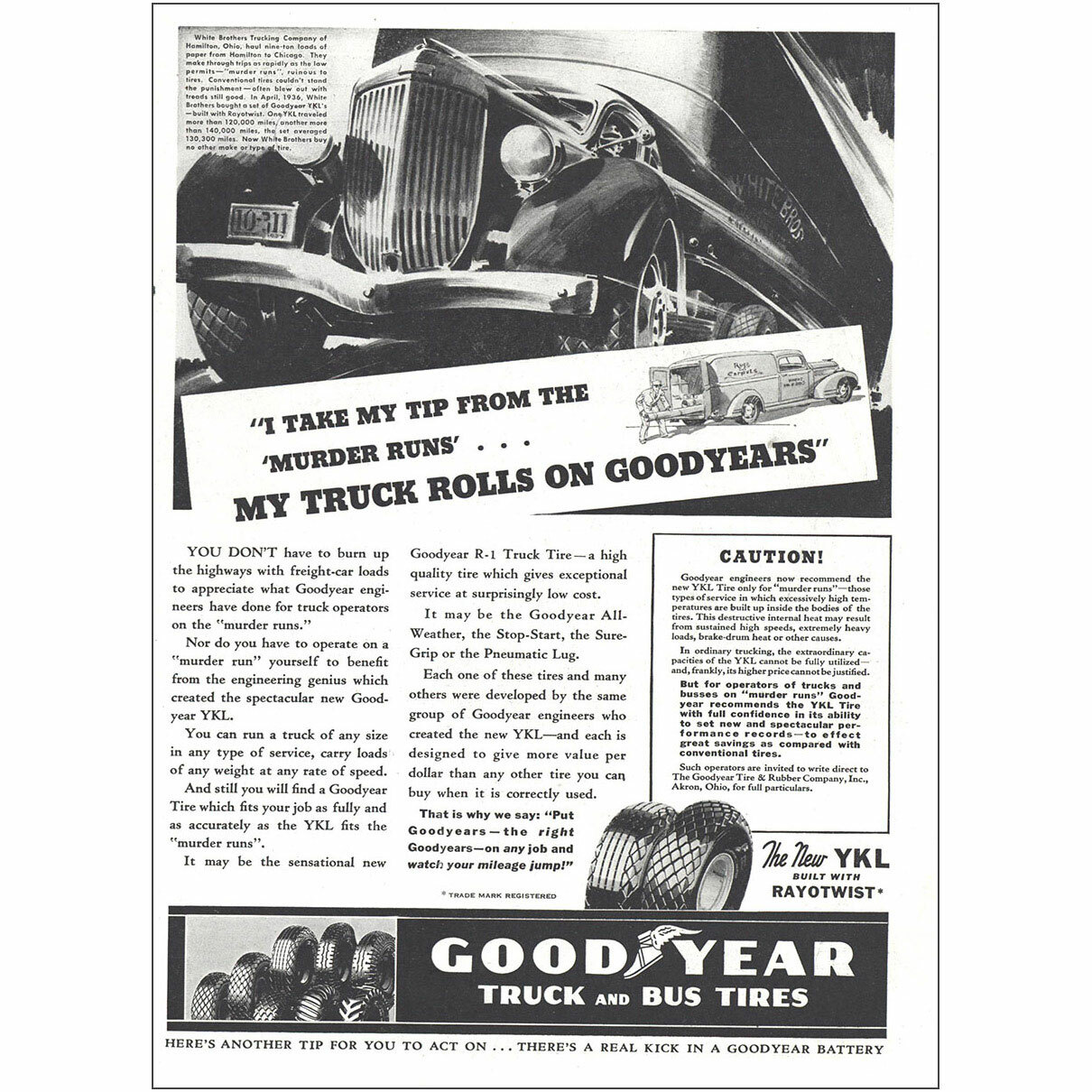 1937 Goodyear Tires: I Take My Tip From the Murder Runs Vintage Print ...