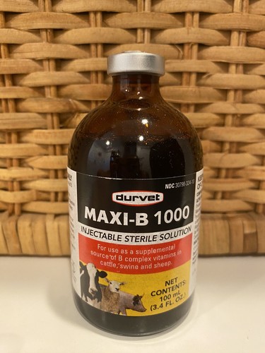 Durvet Maxi-B 1000 100ml Injectable Sterile Solution Cattle Swine Sheep ...