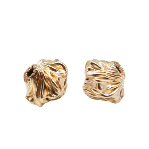 2pcs 14K Gold Filled Twist Lantern UFO Corrugated Beads for Bracelet ...