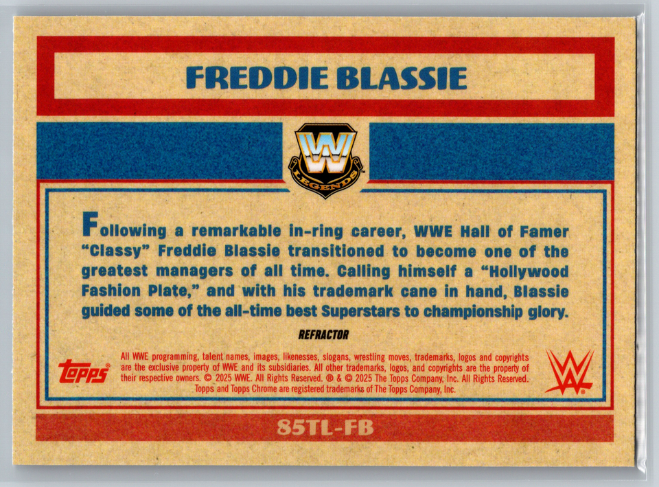 Classy Freddie Blassie 2025 Topps Chrome WWE 1985 Legends Refractor ...