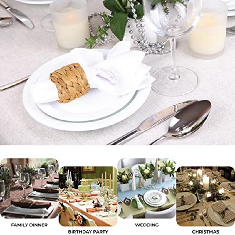 20Pcs Round Woven Napkin Rings, Wicker Napkin By Natural Water Hyacinth ...