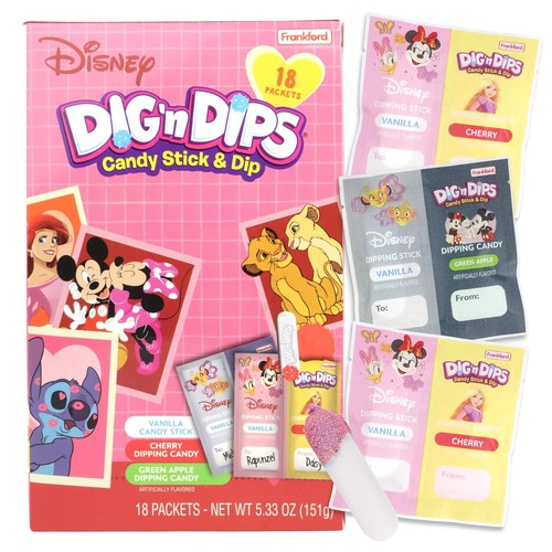 Disney Dig'Dips Candy Stick & dip 18 Packets - Vanilla Cherry Apple BB ...