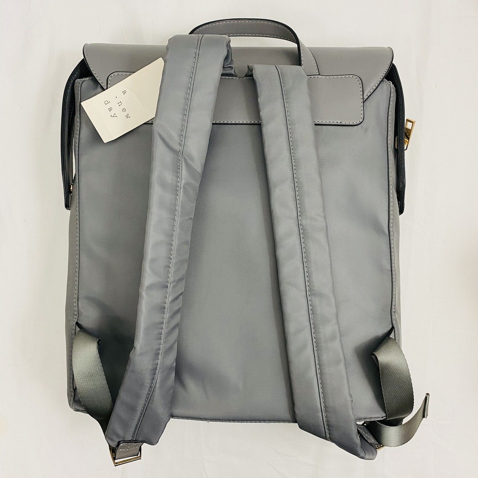 Commuter Backpack / Bag Flap Top Gray - A NEW DAY Shoulder Straps Hand ...