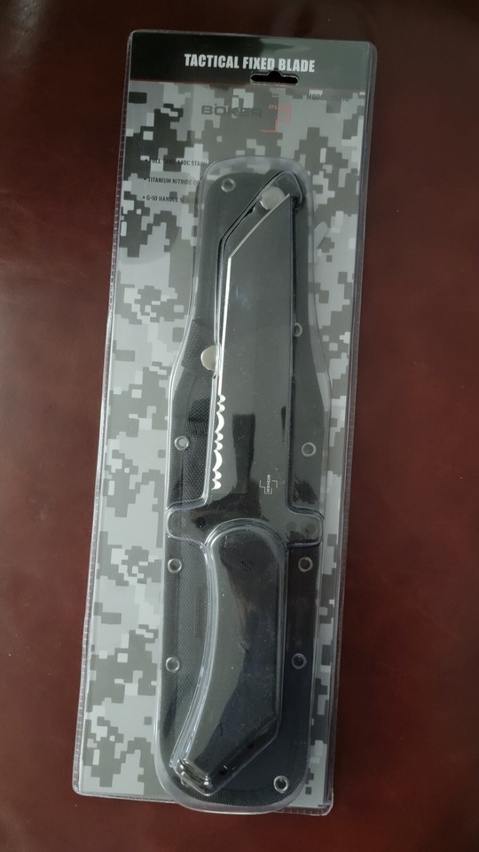 Boker Plus Knife TK216 Armed Forces Tactical Fixed Blade Tanto G10 440C ...