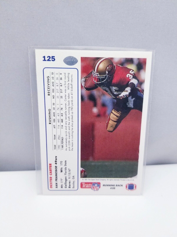 1991 Upper Deck Dexter Carter #125 NFL Football Trading Card | eBay