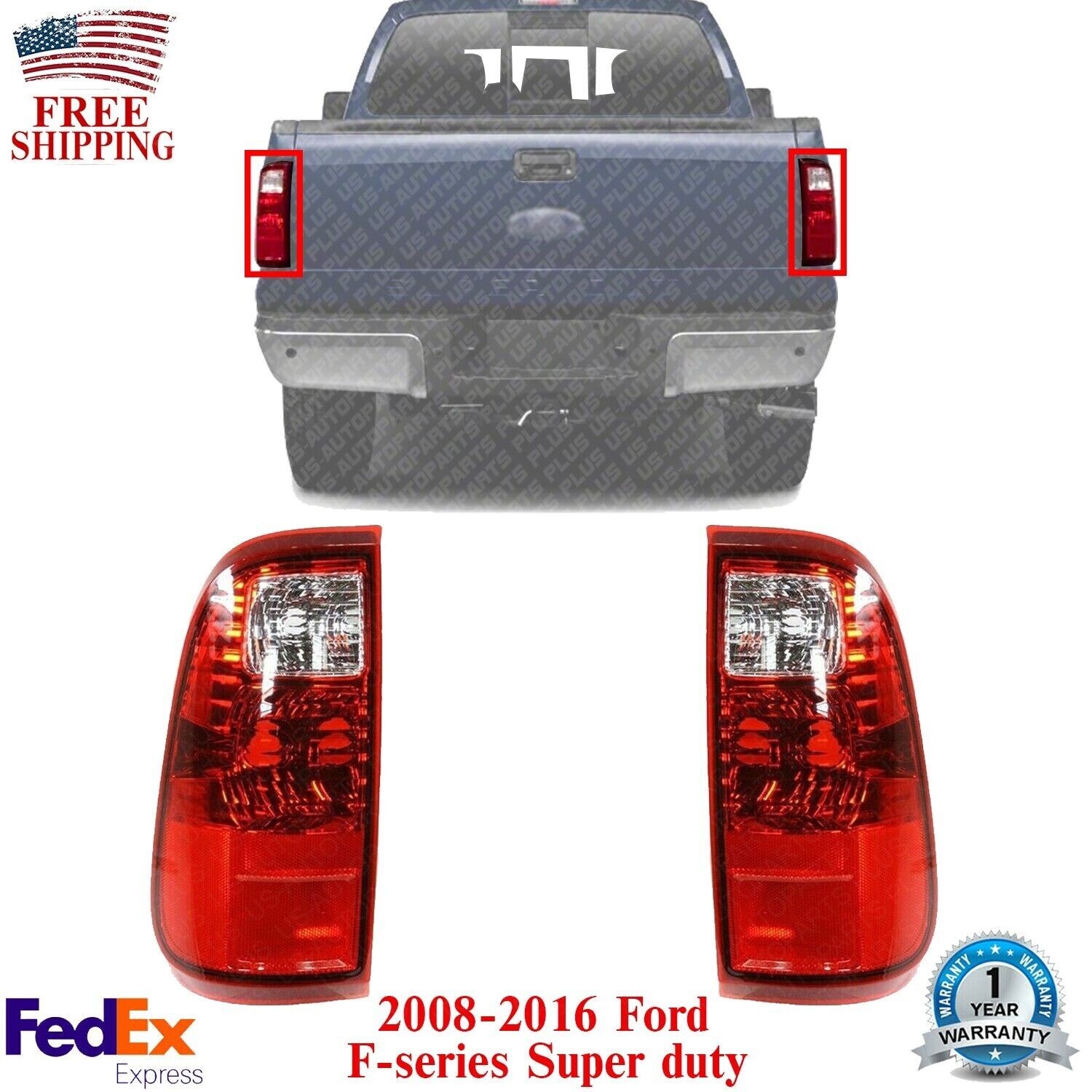 Rear Tail Lamps Lens And Housing LH & RH For 2008-2016 Ford F-series ...