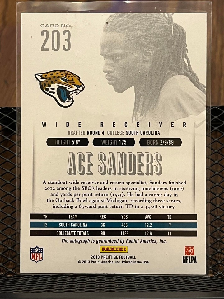 ACE SANDERS 2013 PRESTIGE EXTRA POINTS ROOKIE #203 AUTO AUTOGRAPH ...