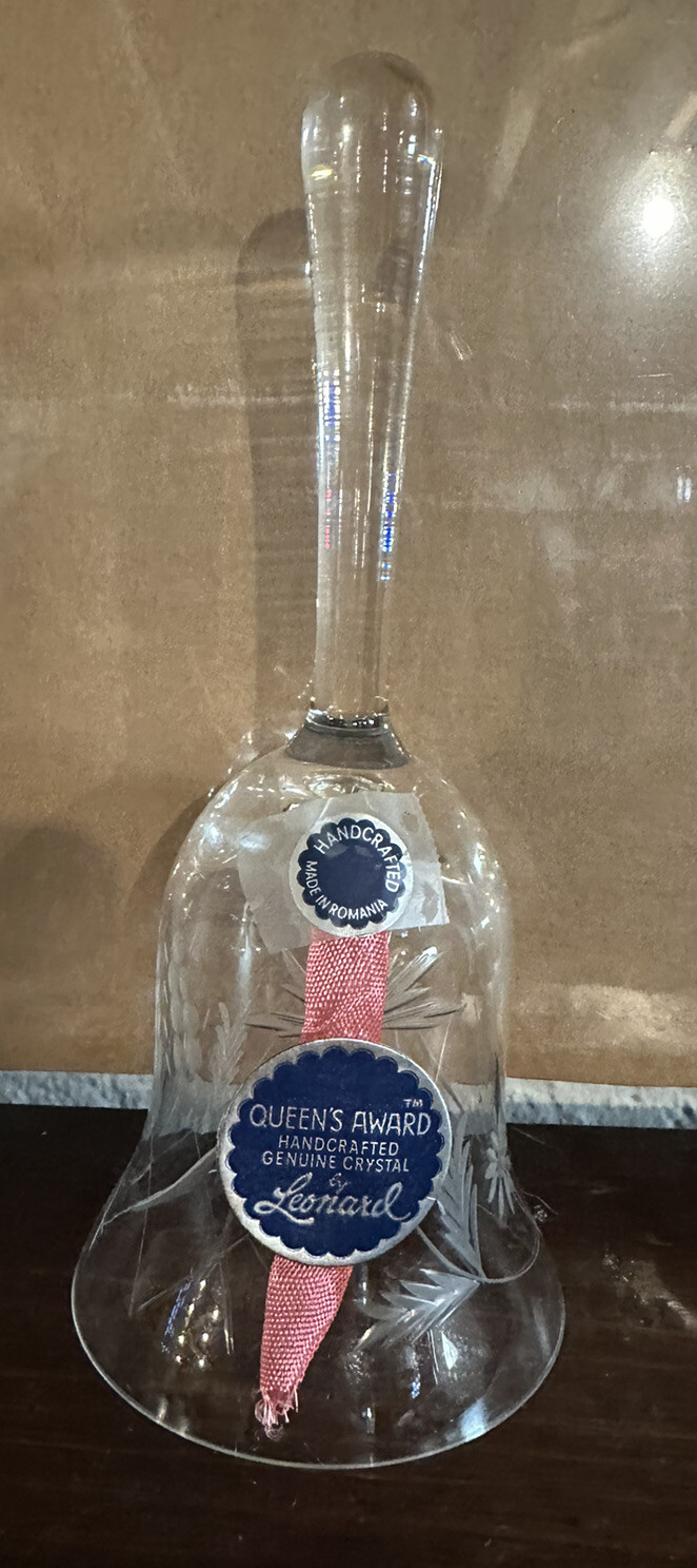 Vintage Glass Collectable Crystal Bell Leonard Queens Award Made In ...