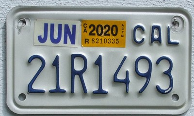 California 2020 USA Motorrad Nummernschild Motorcycle License Plate | eBay