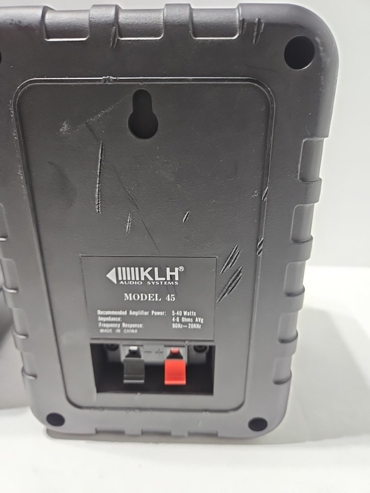 KLH Model 45 Indoor/Outdoor Stereo Speakers Pair Black Tested Working ...