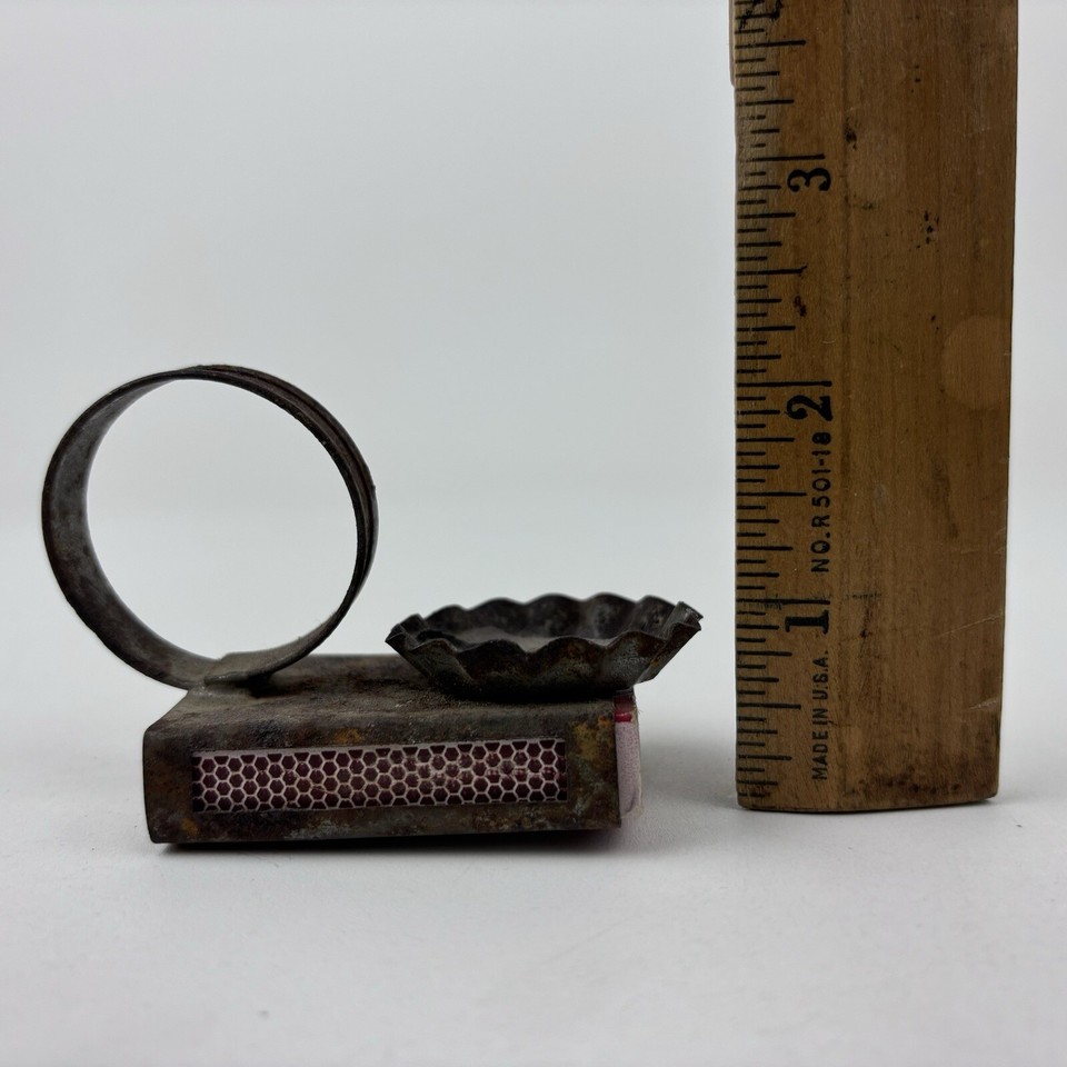 Vintage Tin Matchbox & Candle Holder- Antique Tinder Box Candle Holder ...