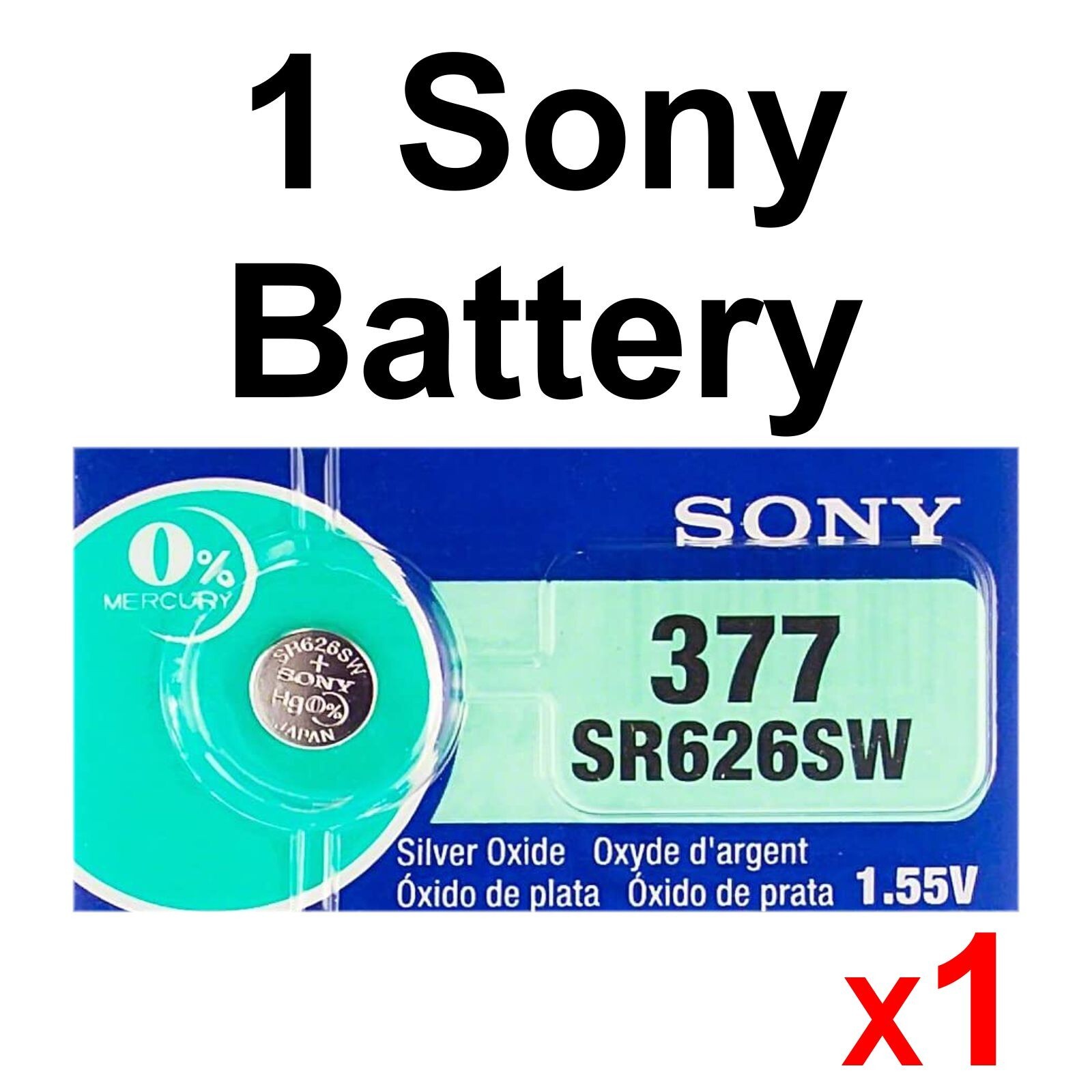 1 NEW SONY 377 SR626SW SR66 V377 watch battery FRESHLY NEW - USA Seller ...