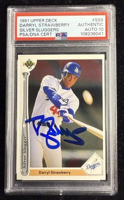 1991 Upper Deck Darryl Strawberry Silver Sluggers Signed Dodgers PSA 10 ...