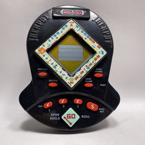 1999 Hasbro Monopoly Jackpot Slot Machine Reel Electronic Handheld LCD ...
