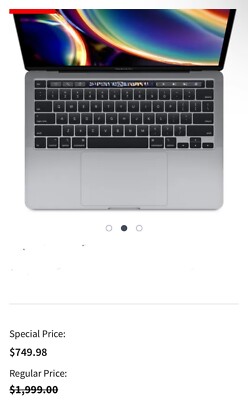 MacBook Pro 13" (512GB SSD, Intel Core i5 10th Gen., 2.0GHz, 16GB ...