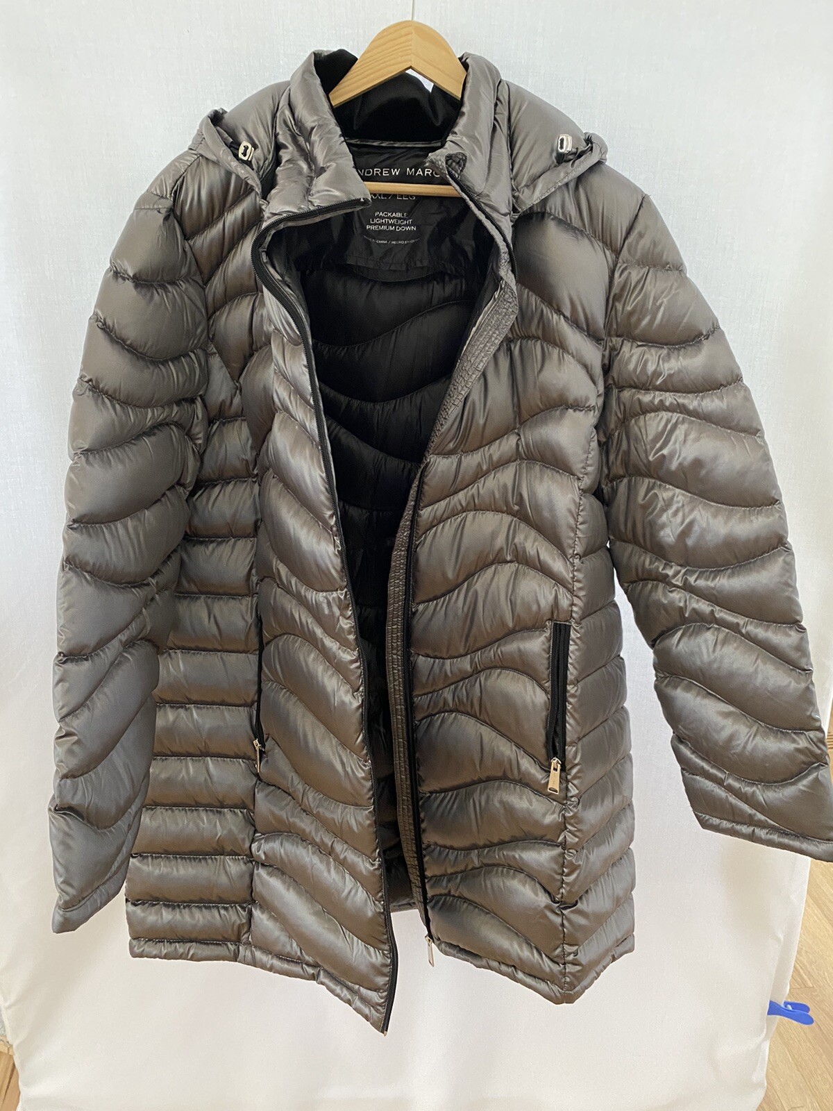 Andrew Marc Steel Packable Down Zip Parka Hood - XXL - Gem